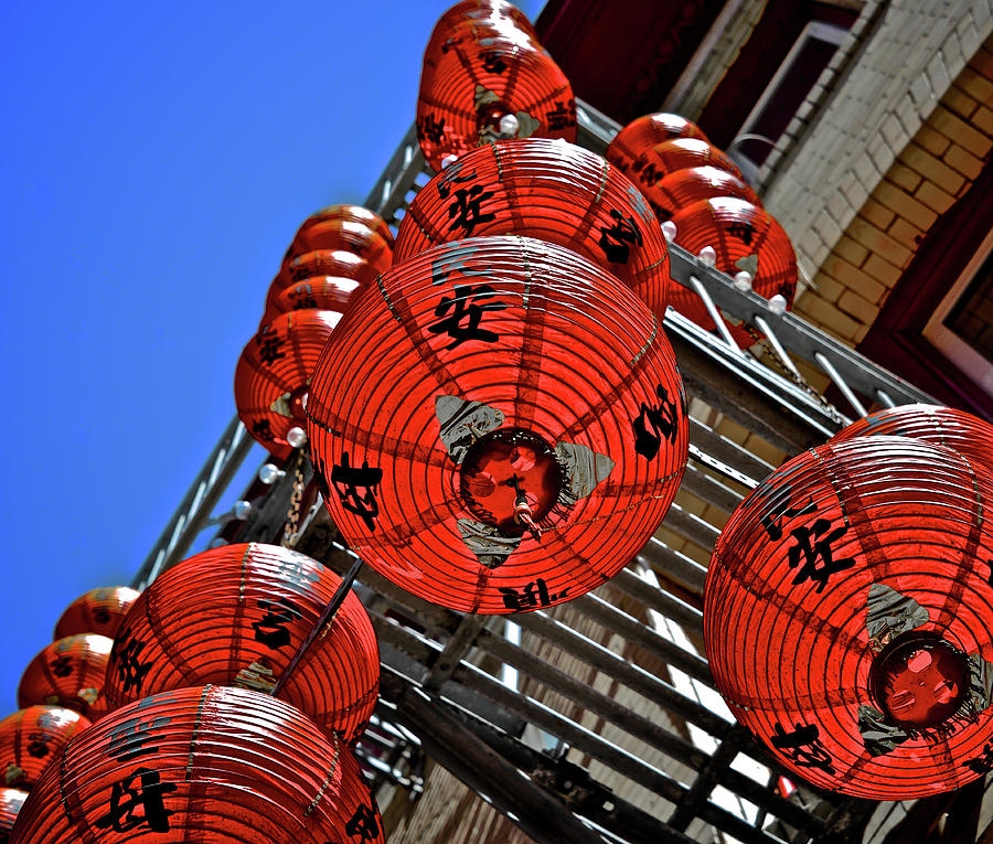 Chinese Paper Lanterns Hanging from Fire Escape Photograph by Joel ...