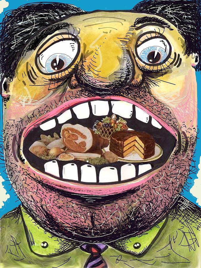 Chow Down Drawing by Jonathan Plotkin - Fine Art America