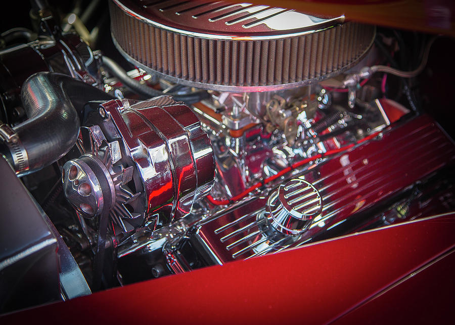 Chrome engine with Red Photograph by Mark Beecher - Fine Art America