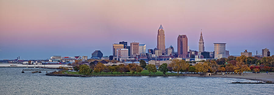 Cleveland Autumn Sunset Skyline Panorama Photograph by Marcia Colelli ...