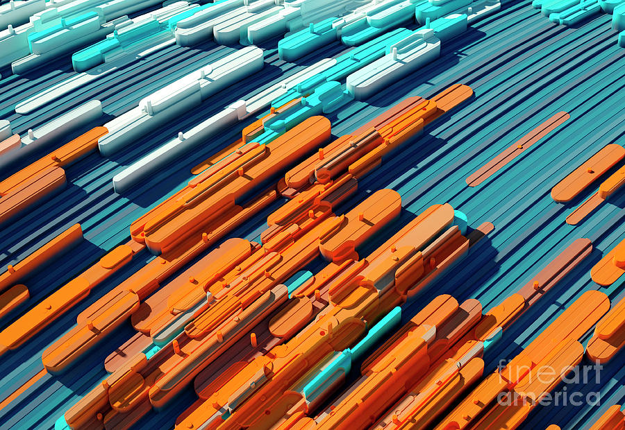 Coast Rounded Rectangles Abstract 3D Pattern Digital Art by Frank ...