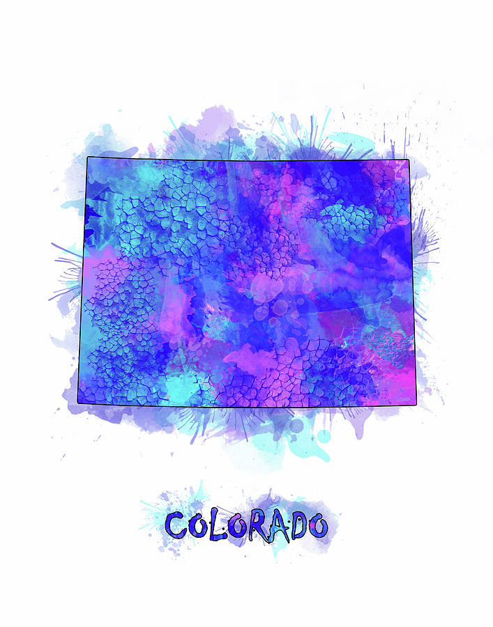 Colorado Map Watercolor 2 Digital Art by Bekim M - Pixels