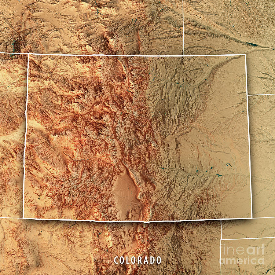 Colorado State USA 3D Render Topographic Map Border Digital Art by ... Colorado State USA 3D Render Topographic Map Border Digital Art by ...