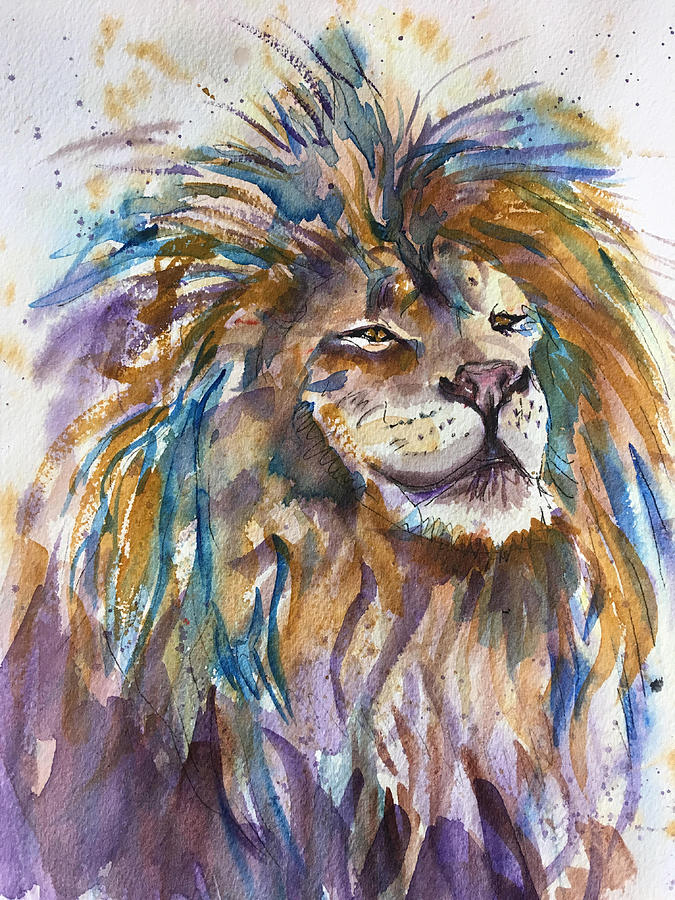 Colorful Lion Painting by Cheryl Lafon | Fine Art America