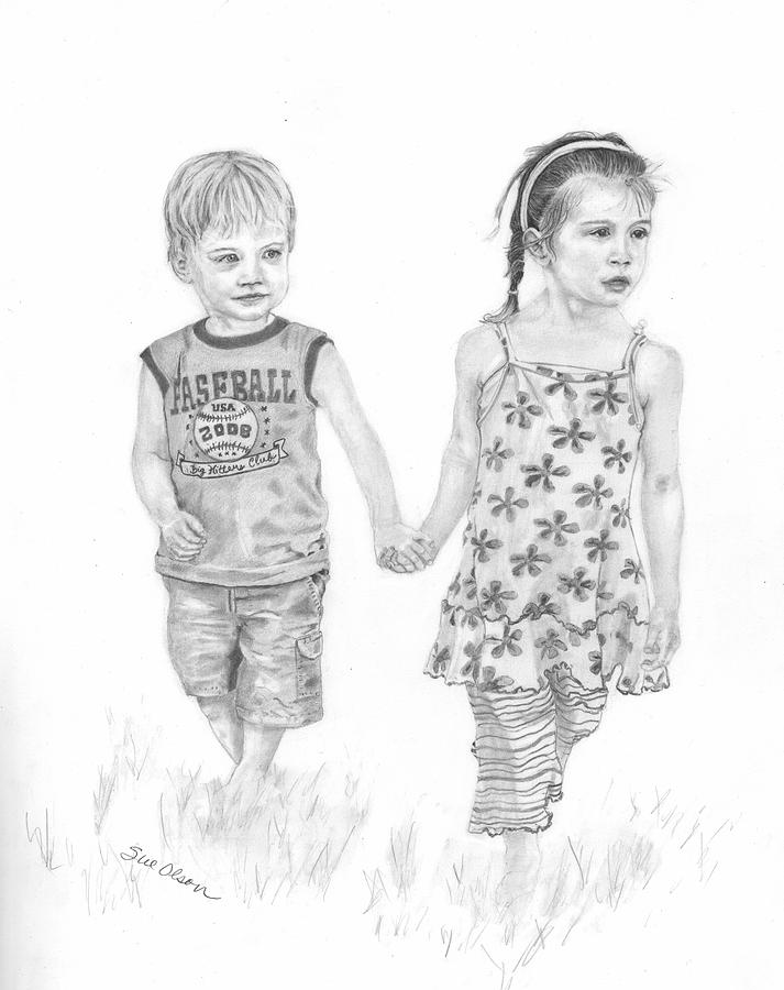 Cousins Drawing By Sue Olson Fine Art America