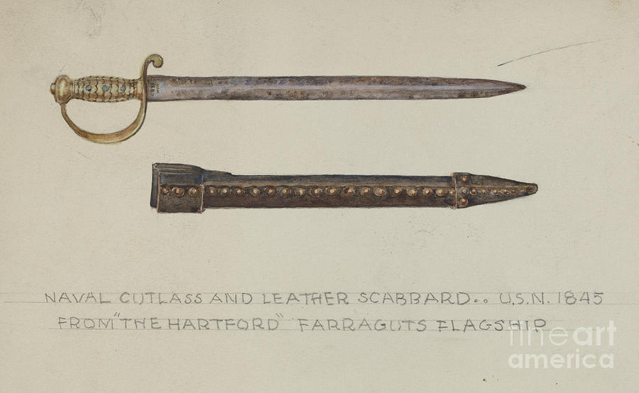 Cutlass And Leather Scabbard Drawing by American 20th Century - Pixels