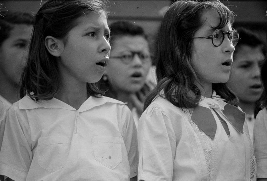 Daily Life in Puerto Rico, c. 1938-1942, by Jack Delano, FSA, Members of a glee club sing during ...