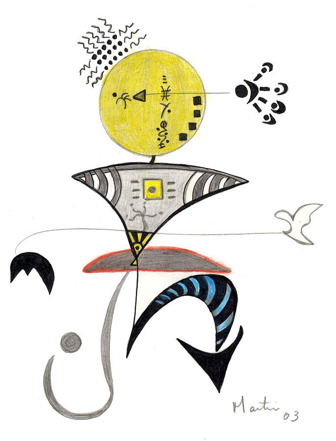 Dancing Globe - Original Contemporary Abstract Art Work Drawing by ...