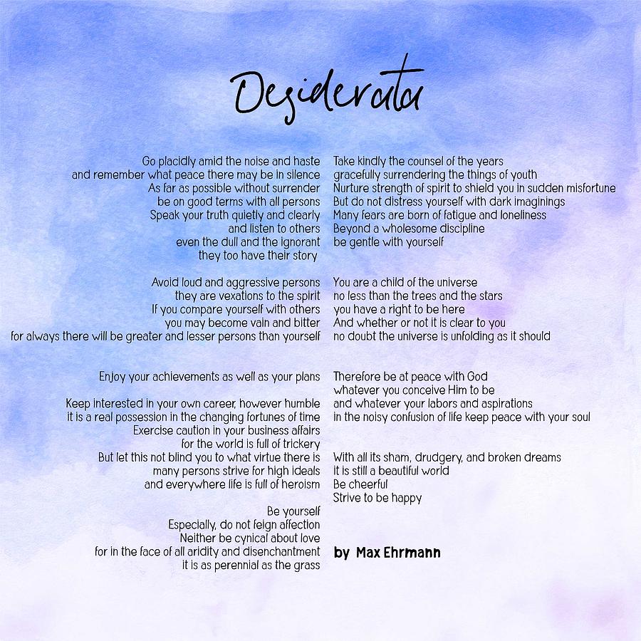 Desiderata by Max Ehrmann v2 Painting by Celestial Images - Pixels