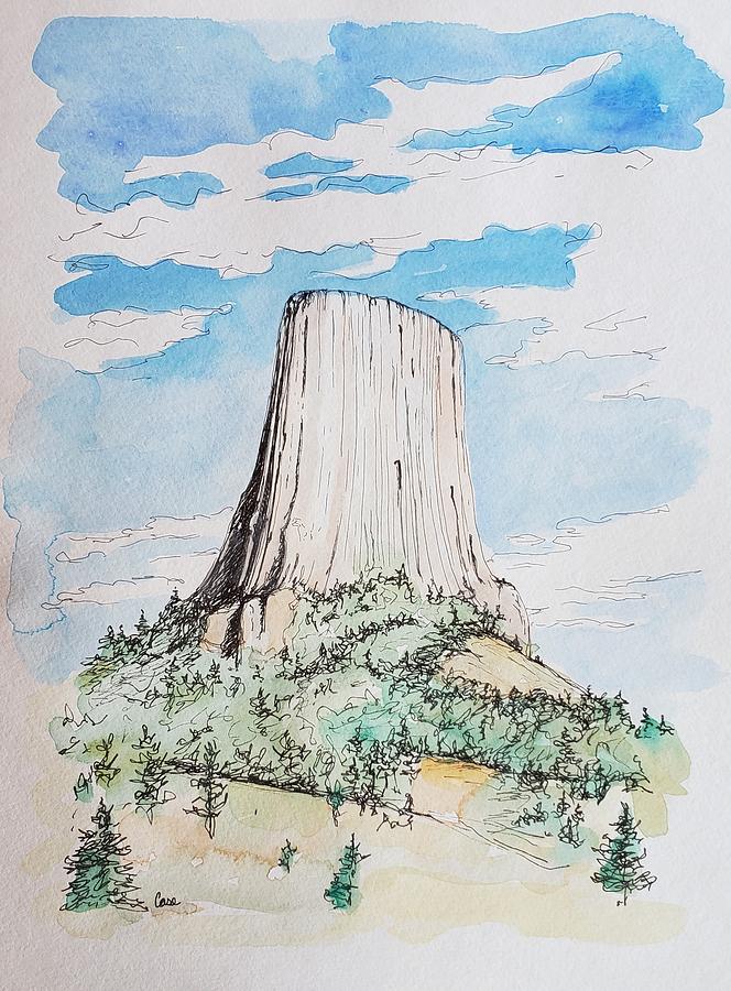 Devils Tower Drawing by Katrina Case - Pixels