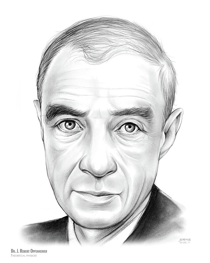 Dr. J. Robert Oppenheimer Drawing by Greg Joens - Pixels