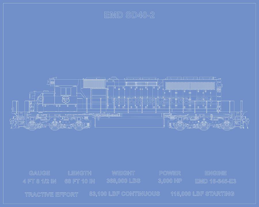 EMD SD40-2 Wisconsin Central Digital Art by Thomas Visintainer - Pixels Merch