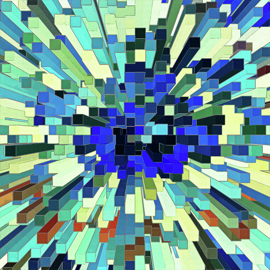 Exploding 3D Blocks 4 Painting by Elaine Plesser - Fine Art America