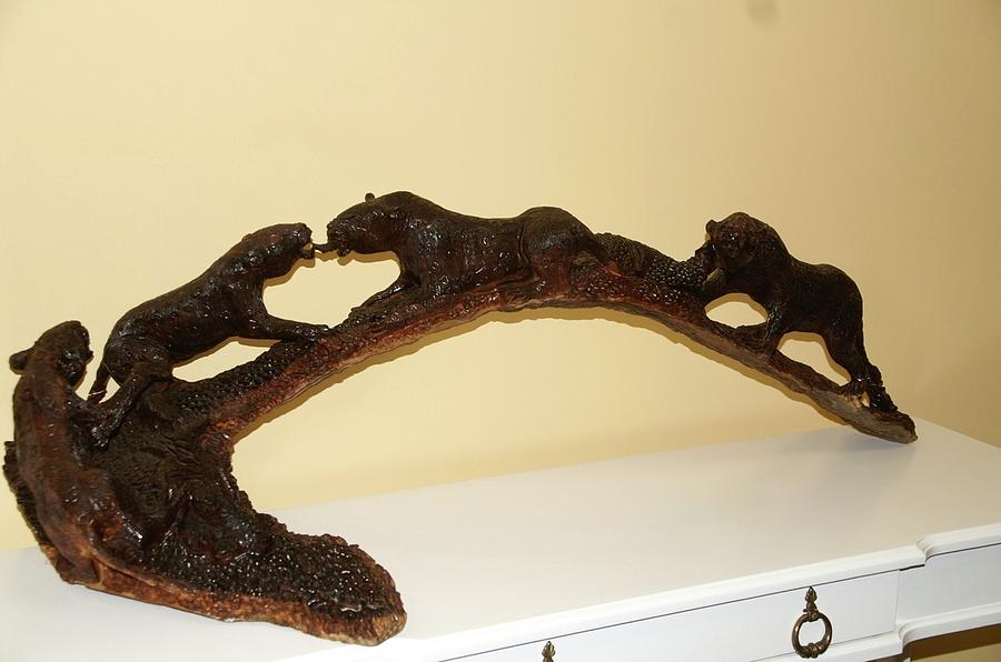 Feasting Leopards Sculpture by Rusta - Fine Art America