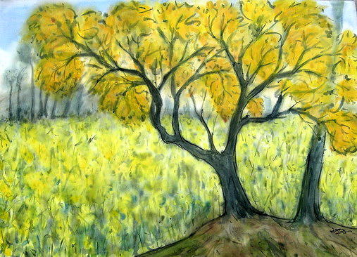 Fire Tree Painting by Sadek Ali - Fine Art America