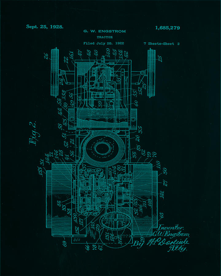 Tractor Patent Drawing 7c Mixed Media by Brian Reaves - Fine Art America