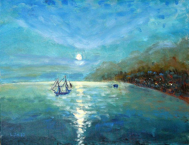Full Moon Reflections Painting by Larry Herscovitch - Fine Art America