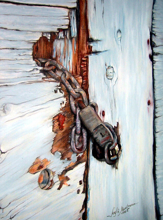 Gate lock Painting by Leyla Munteanu | Fine Art America