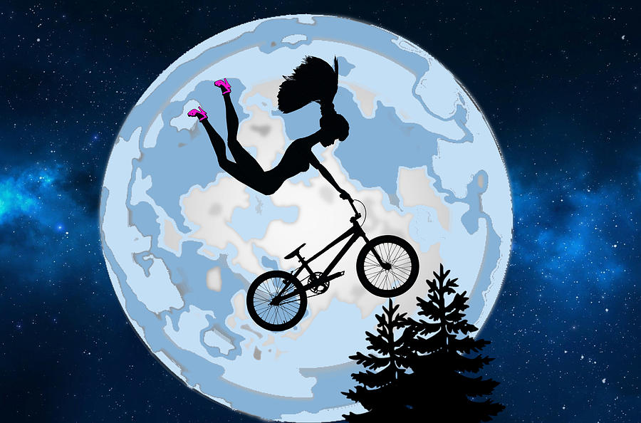 Girl Riding A BMX ET Style Digital Art by Kirsty Hotson - Pixels