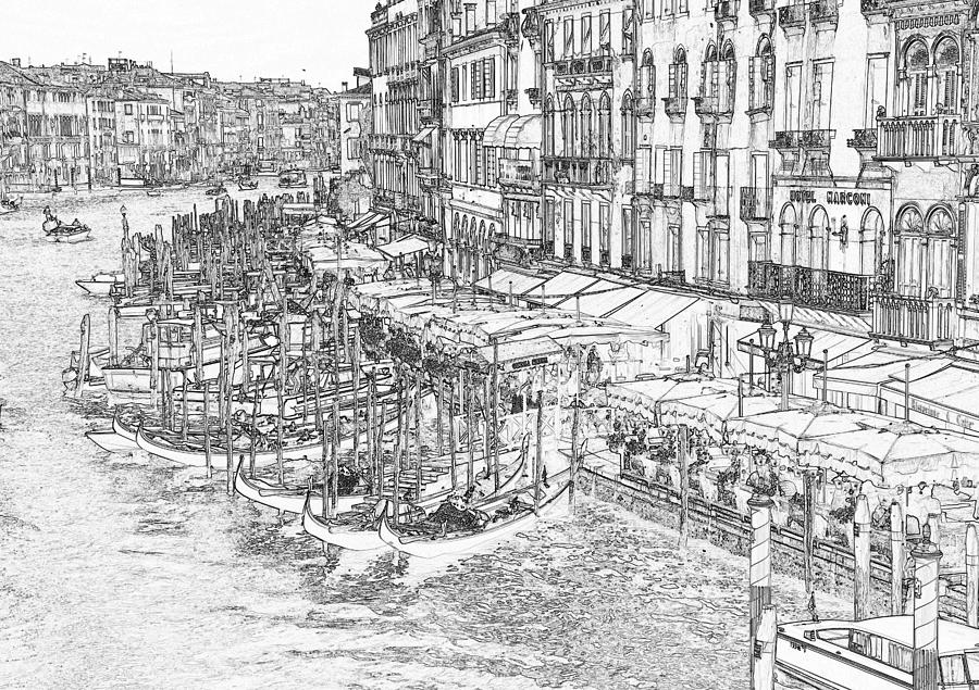Grand Canal Pen and Ink 4261 Photograph by Bob Neiman - Pixels
