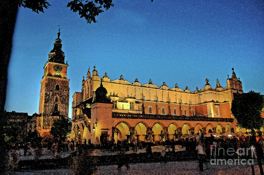 Grand Market Square Krakow Watercolor Photograph By Michael Ziegler