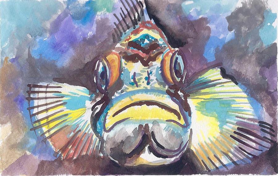 Grumpy Fish Painting by Sarah Drum - Pixels
