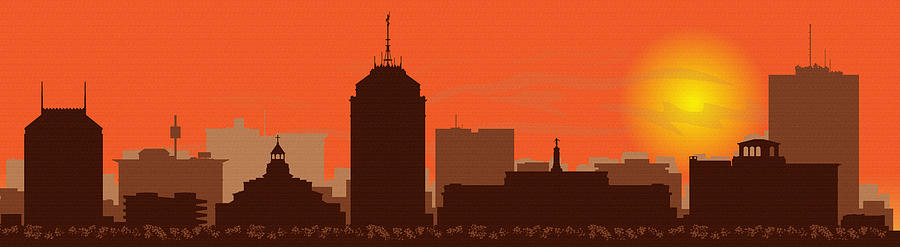 Illustration of city skyline - Fresno sunset panorama Digital Art by ...