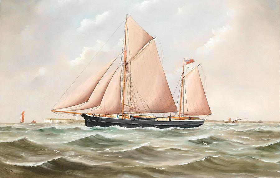 John Fannen , The Ketch Mayland. The Ketch Hopwell, 1884 Painting by ...