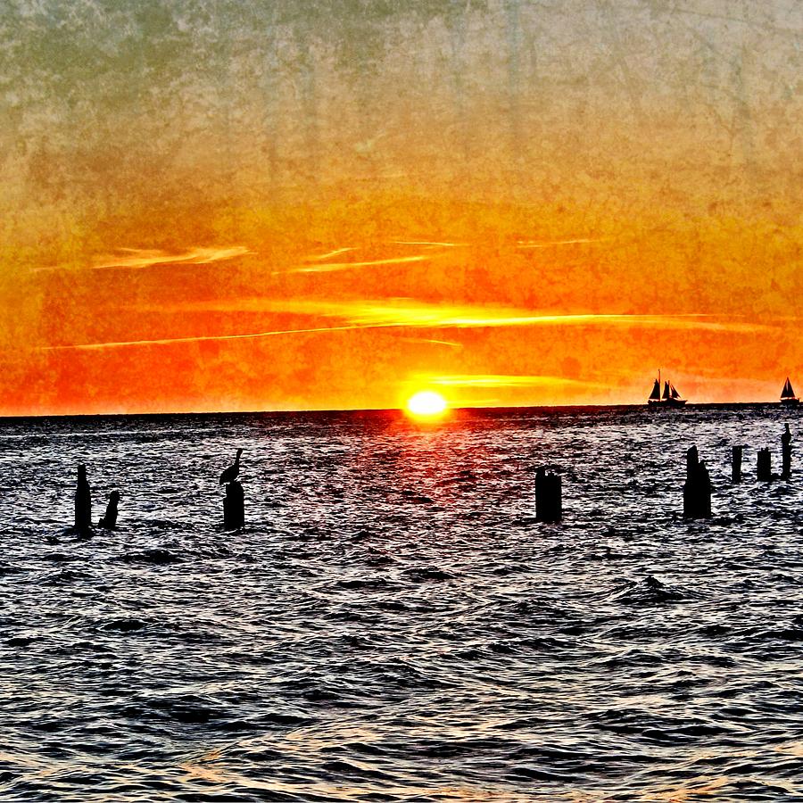 Key West Sunset Vintage Digital Art By Mary Pille Fine Art America