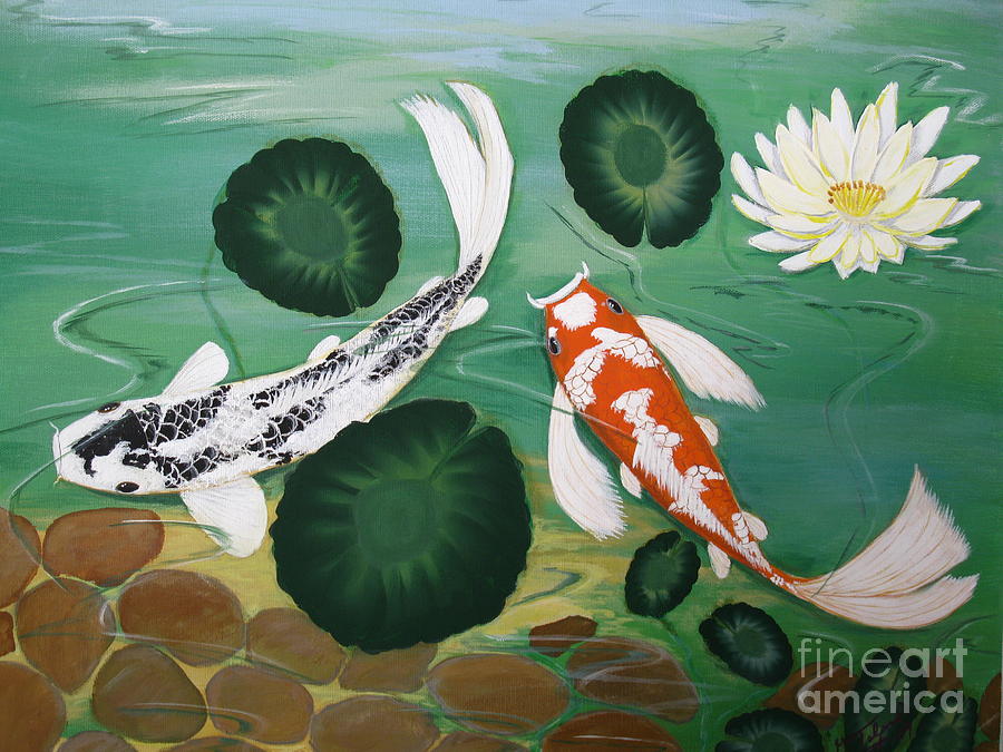 Koi Fish Two Painting by Gladys Toland - Fine Art America
