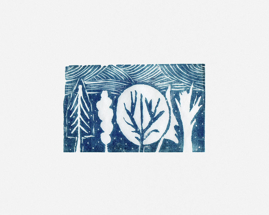 Linocut trees Painting by Anastasia Bogdanova - Pixels