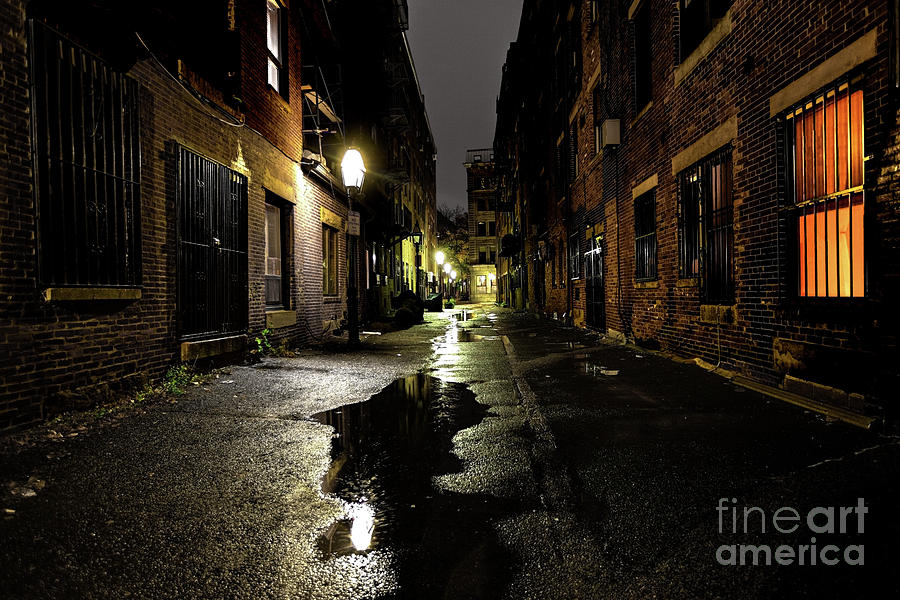 Long dark urban alley between two old buildings Photograph by Denis ...