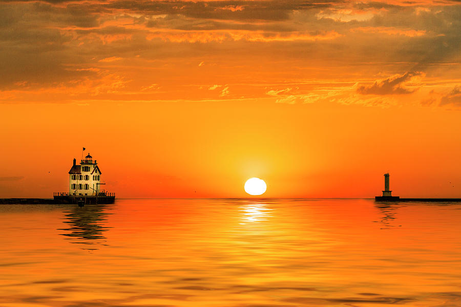Lorain Harbor Sunset Photograph by Frank Shoemaker - Fine Art America