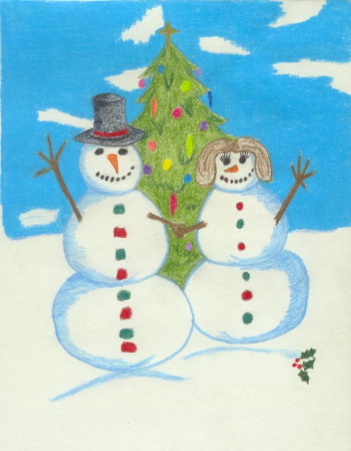 Magical Christmas Snowpeople Drawing by Jennifer Skalecke | Fine Art ...