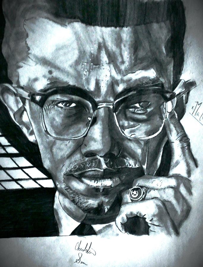 Malcolm X Drawing By Christopher Sims