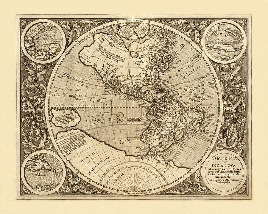 Map Of America 1595 Photograph by Andrew Fare - Fine Art America