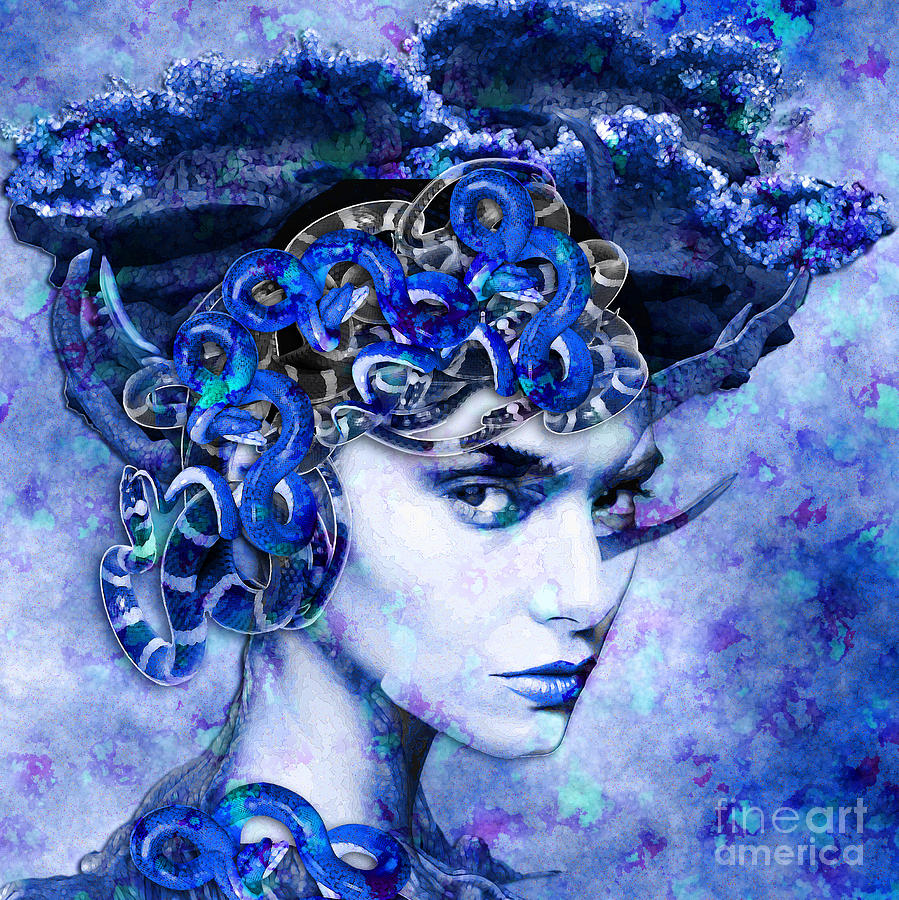 Medusa-Blue Digital Art by Daniela Constantinescu - Fine Art America