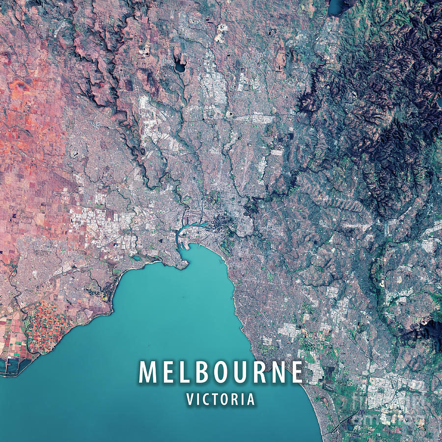 Melbourne 3D Render Satellite View Topographic Map by Frank Ramspott Melbourne 3D Render Satellite View Topographic Map by Frank Ramspott
