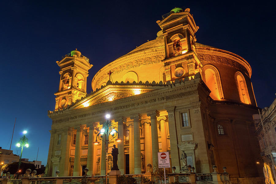 Mosta Dome by night, Malta Photograph by Jacek Wojnarowski - Pixels