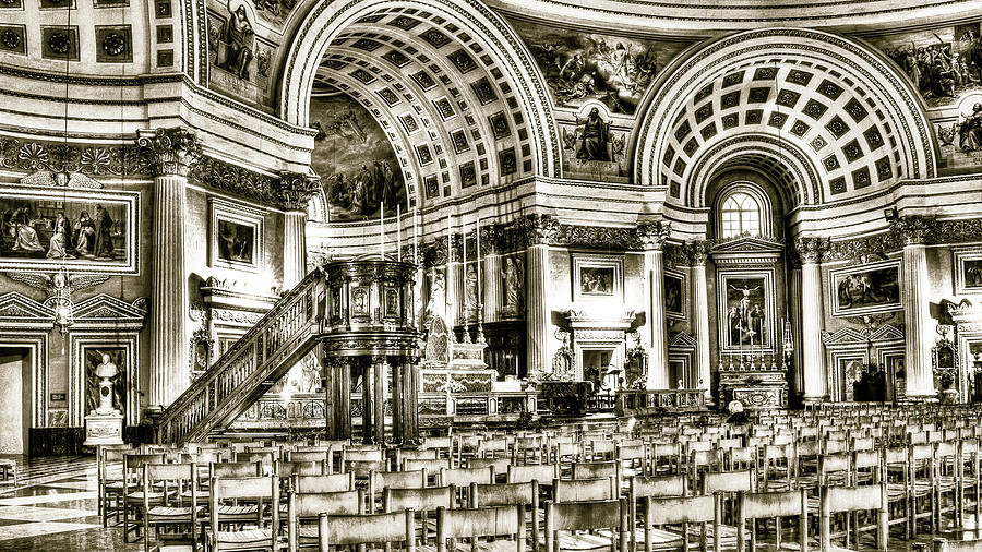 Mosta Dome Pulpit HDR sepia tone, Malta Photograph by Jacek Wojnarowski - Fine Art America