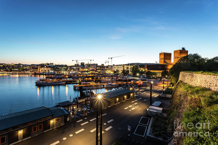 Oslo harbor at night Photograph by Didier Marti - Fine Art America