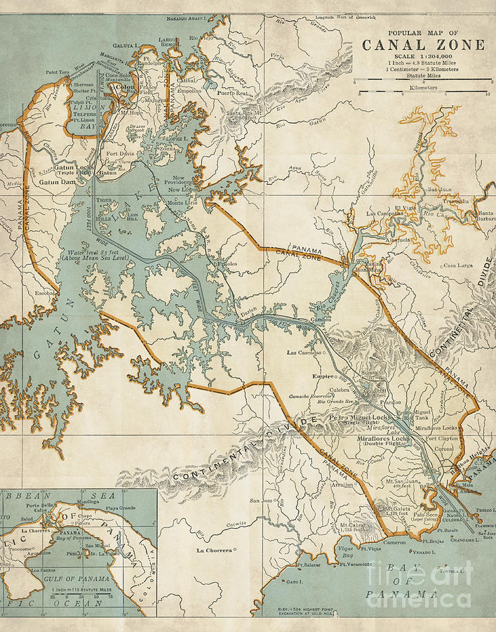 Panama Canal Zone Vintage Antique Region Map Photograph By Elite Image Photography By Chad
