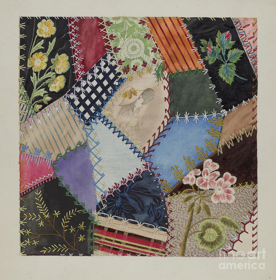 Patchwork Quilt (section) Drawing by Edith Towner - Fine Art America