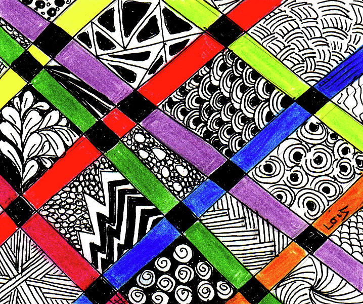 Patchwork Tangles Mixed Media by Lois Davis | Fine Art America