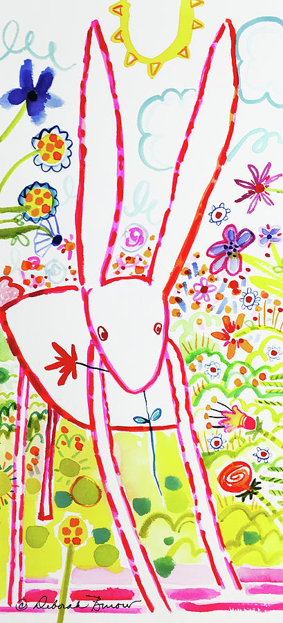 Pink Rabbit Painting by Deborah Burow - Fine Art America