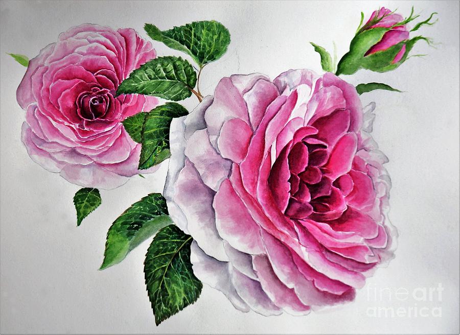 Pink roses Painting by Gabriella Szabo - Fine Art America
