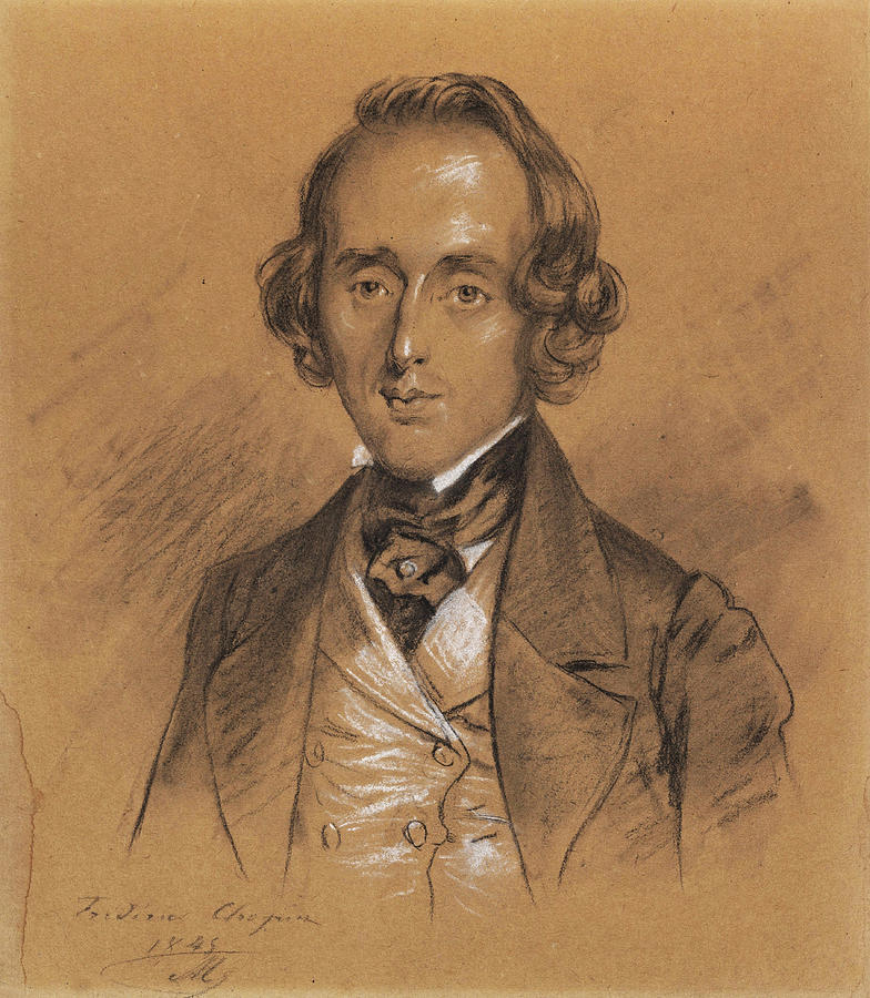 Portrait of Frederic Chopin Drawing by Nicolas Eustache Maurin