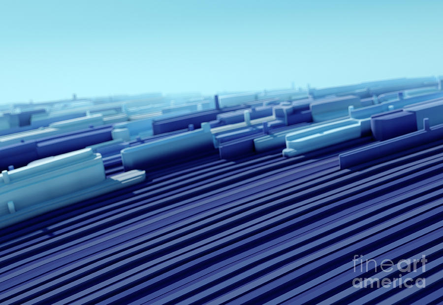 Rain Rounded Rectangles Abstract 3D Pattern Blur Digital Art by Frank ...