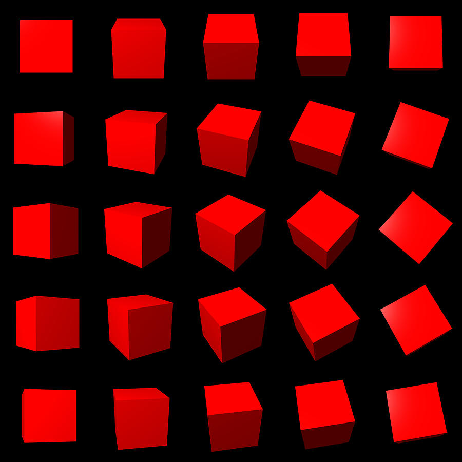Red Cube Orientations Digital Art By Tin Tran Fine Art America