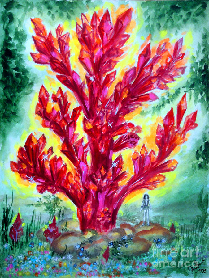 Ruby crystal tree Painting by Sofia Goldberg - Fine Art America
